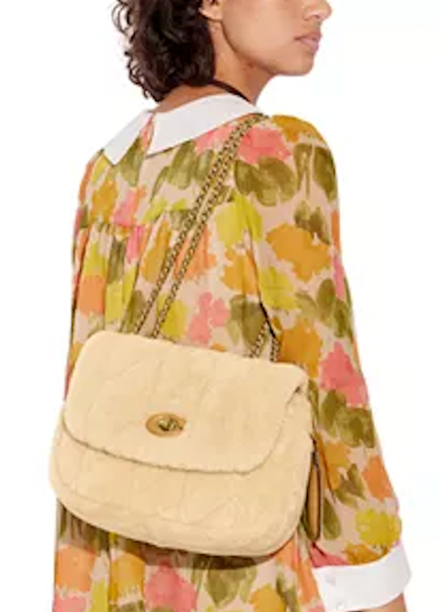 New Coach Pillow Madison Quilted Shearling Shoulder x-body Bag Neutral ...