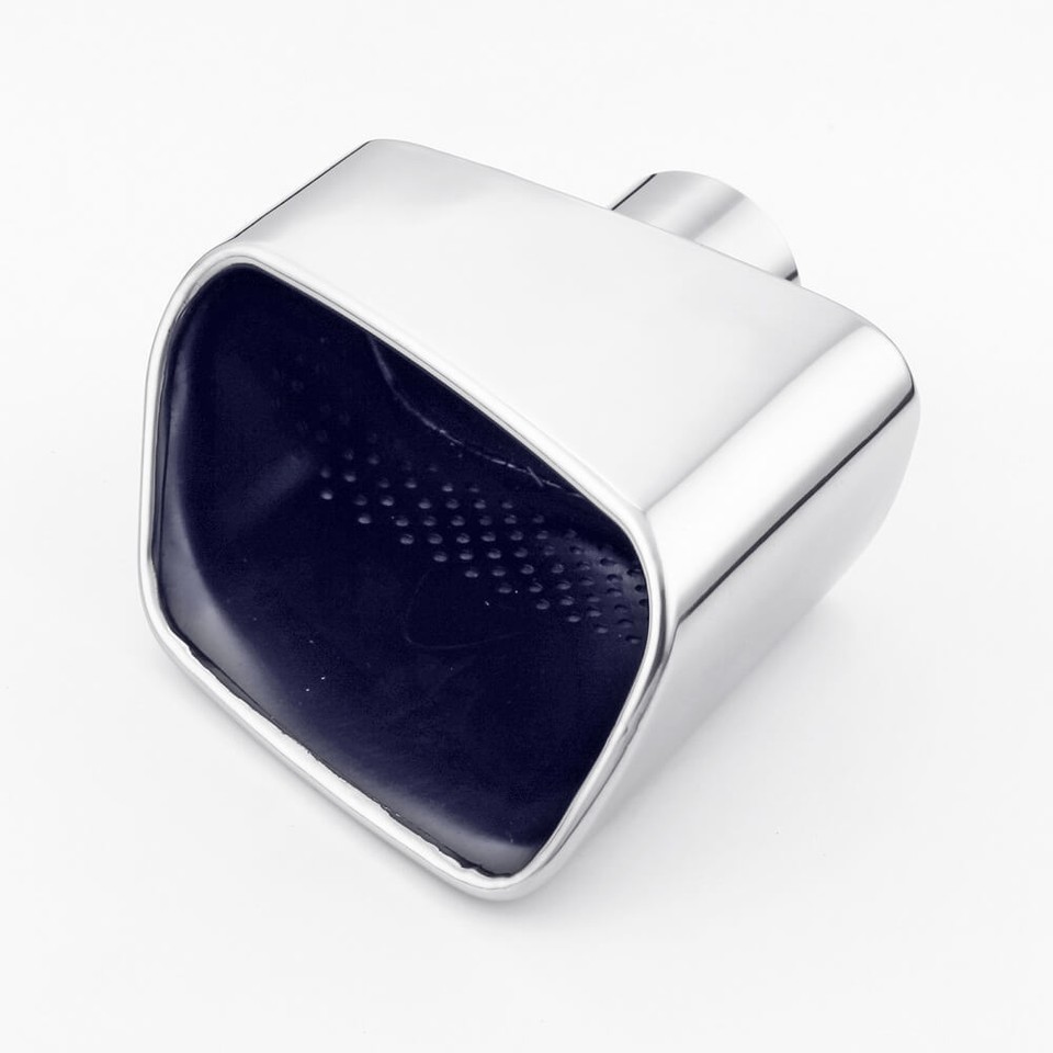 Pair Stainless Steel Resonated Exhaust Tips Trapezoid Slant Outlet 2.25 ...