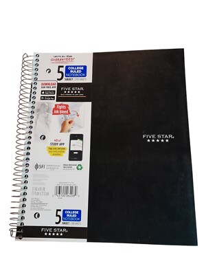 NEW Mead Five Star 5-Subject Notebook 8" x 10.5" collage Ruled 200 ...