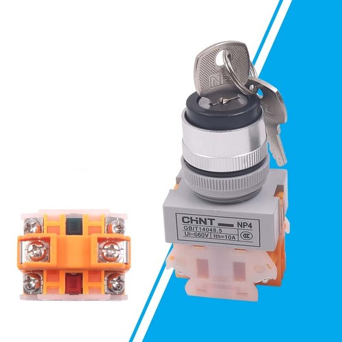 1PCS 220V 22MM On/Off Security Key Switch Lock + 2Keys 2 Position 1NO ...