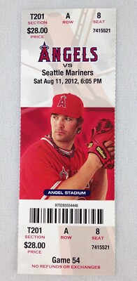 MLB 2012 08/11 Seattle Mariners at Anaheim Angels Full Ticket | eBay
