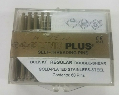 Whaledent TMS Link+ Dental Pins .027 L-752 Reg Gold Plated Stainless ...