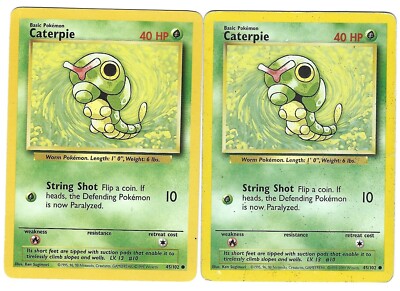 Caterpie x2 3/10 HP- Pokemon TCG WOTC Base Set BSC045-01 | eBay