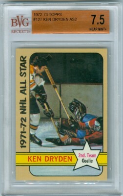 1972-73 Topps Ken Dryden Canadiens AS2 Card #127 - Beckett BGS 7.5 Near ...