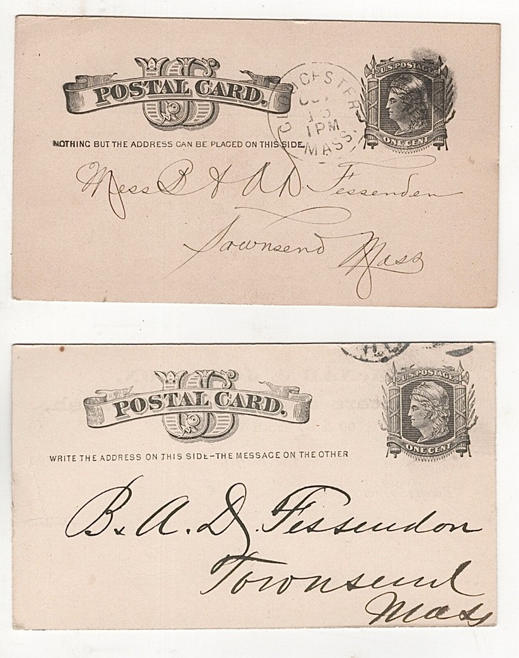 1880 - 85 2 POST CARD FARMER WALKER GLOUCSTER MA MCNAB JOHNSTON FISH ...