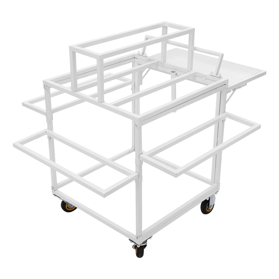 White Metal Flower Display Stand 6 Tiers 18 Buckets 4 Wheels Flower ...