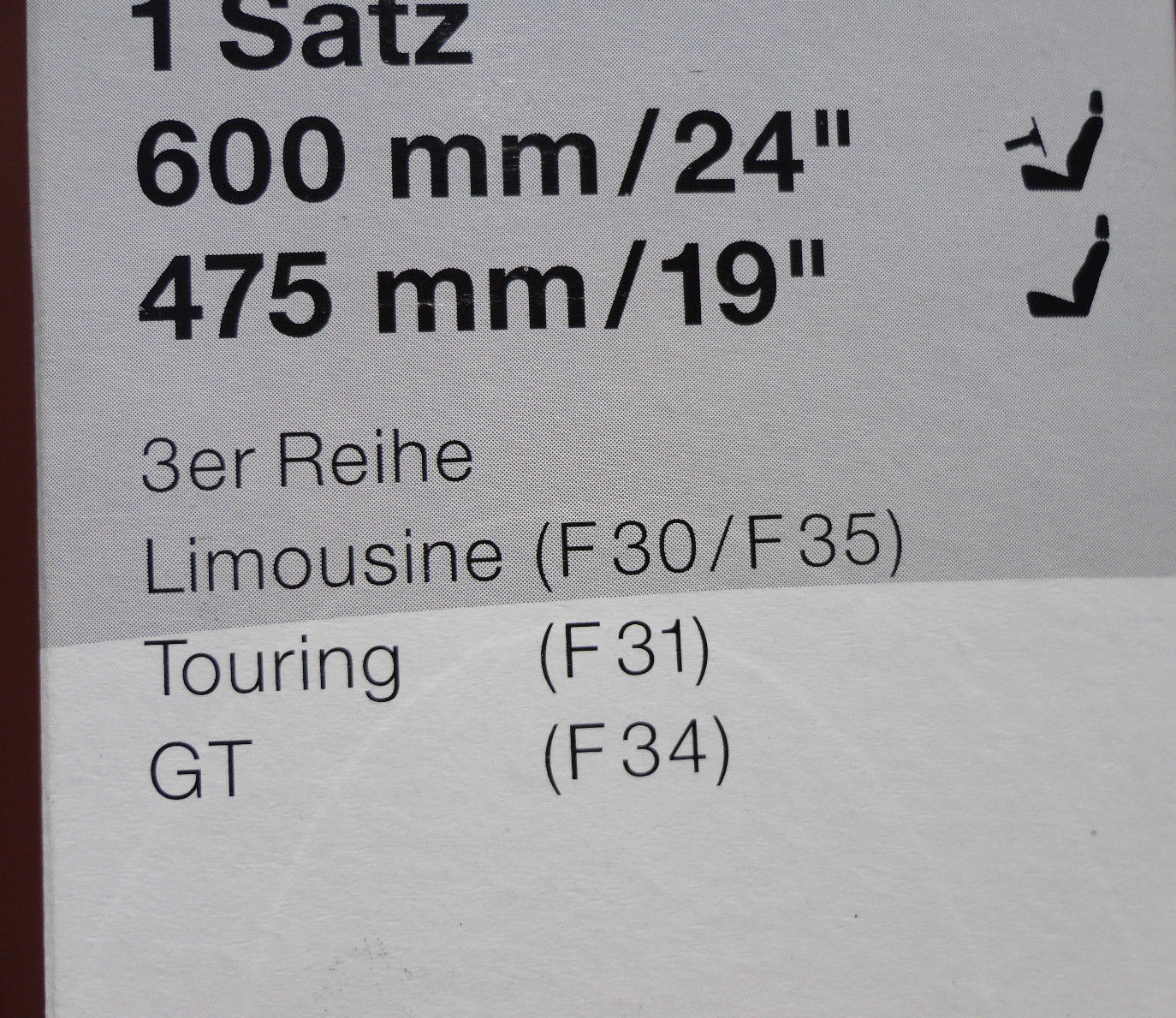 GENUINE BMW F80 M3 Wiper Blade Set Front OEM 61612241375 F30 F31 F34 | eBay