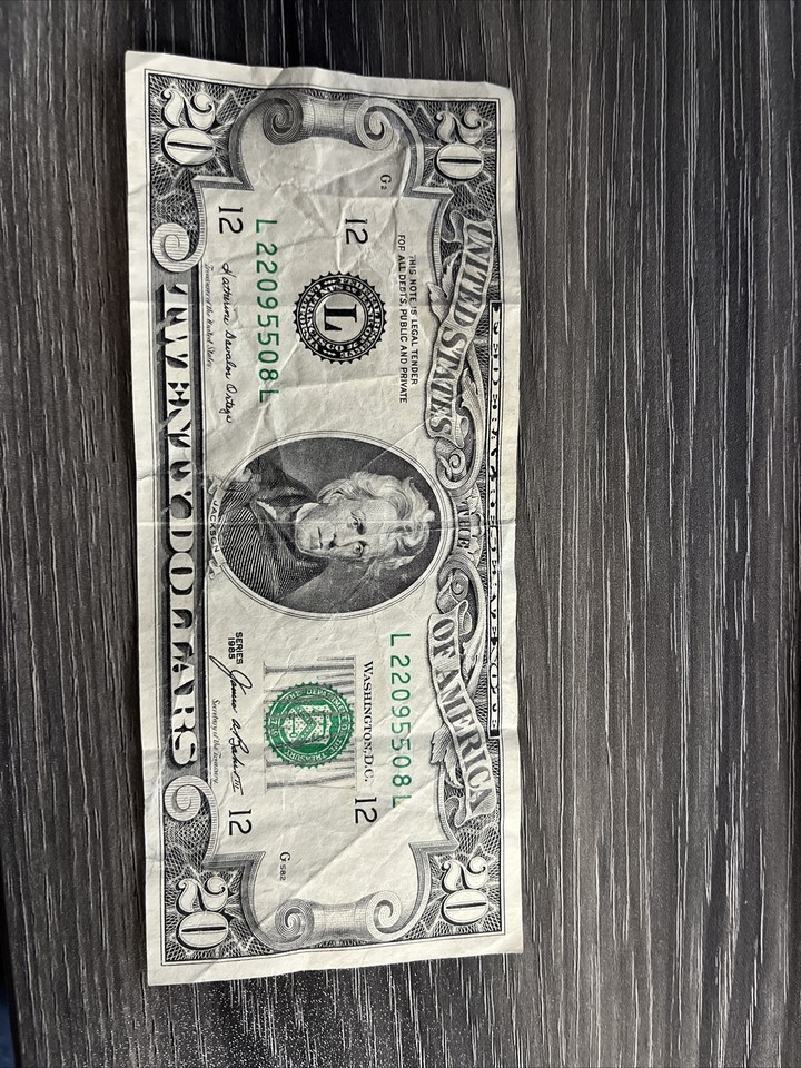 USA Series 1985 $20 dollar bill SAN FRANCISCO with Double L Serial ...
