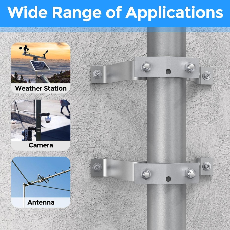 2 PACK Wall Mount Pair for TV Antenna Mast Brackets,Heavy Duty 3 ...