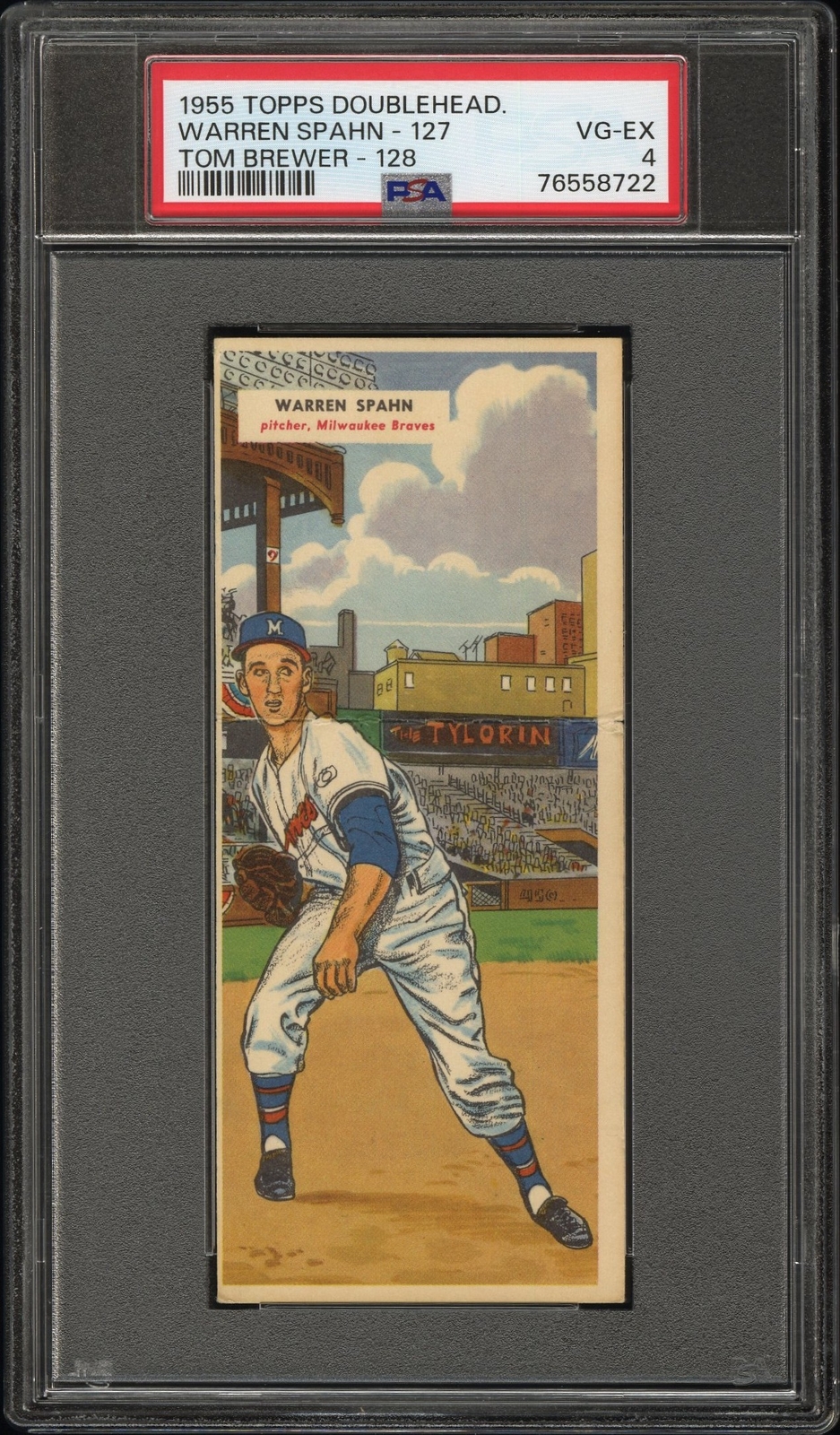 1955 Topps Double Headers - Warren Spahn, Tom Brewer #127-128 (RC) for ...