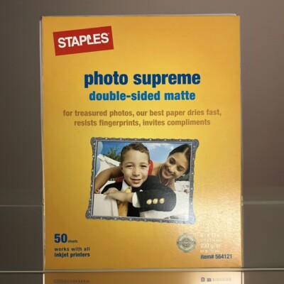 NEW Staples Photo Supreme Paper 8 1/2" x 11", Double Sided Matte 50 ...