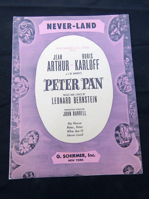 Leonard Bernstein Peter Pan Show Sheet Music "Never-Land" 1950 Only 1 ...