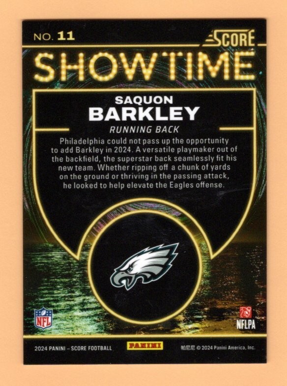 2024 Panini Score SHOWTIME Saquon Barkley RARE SSP CASE HIT #11 ...