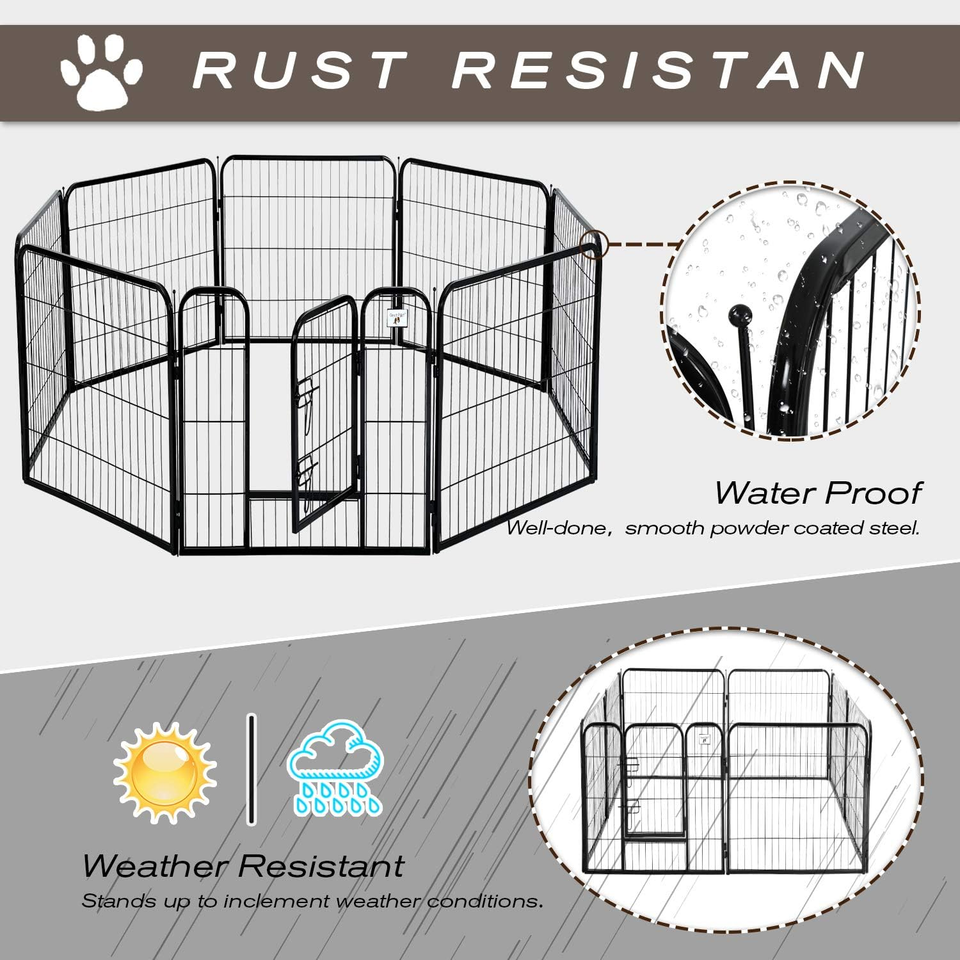 Pet Gate, Large Dog Kennel Puppy Playpen Dog Fence 40 Inch Exercise Pen ...