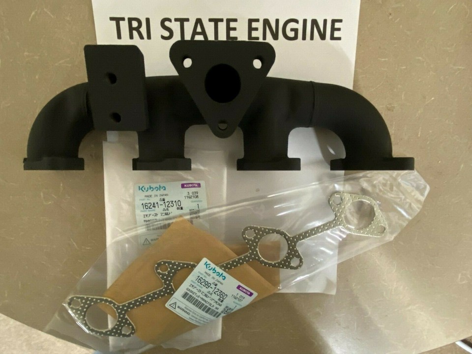 Genuine OEM Kubota V1505 Turbo Engine Exhaust Manifold with Gaskets | eBay