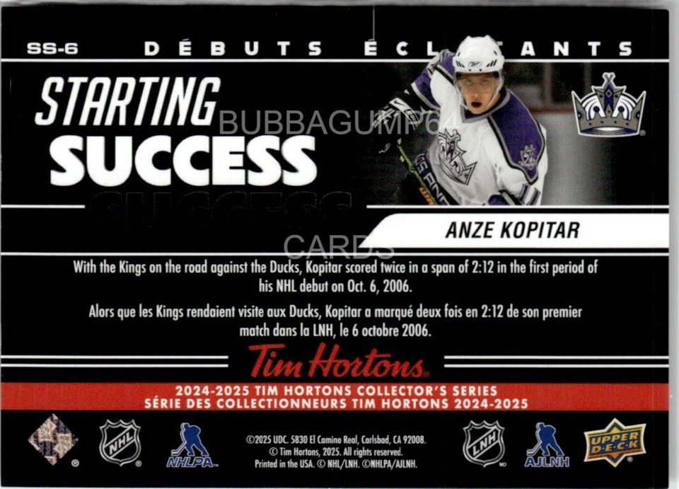 2025 UD TIM HORTONS STARTING SUCCESS INSERTS - PICK SINGLES - FINISH ...