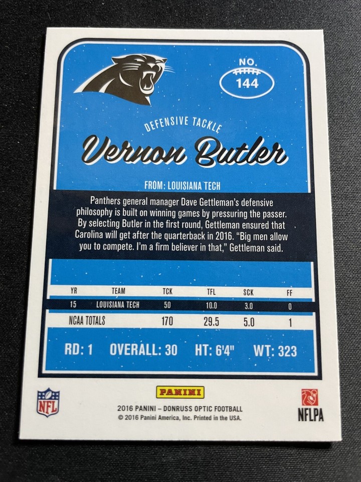 2016 Donruss Optic Color Holo Prizm Vernon Butler RC Carolina Panthers ...