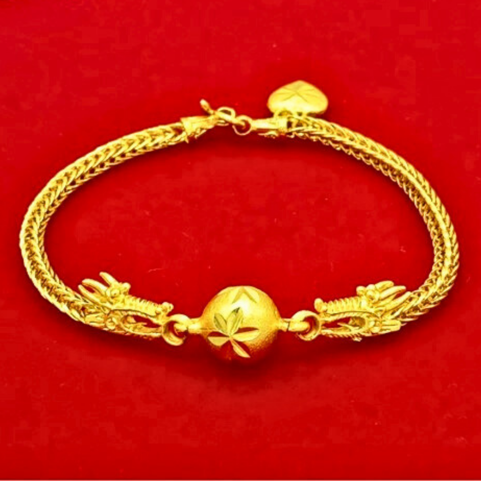 Bracelet Dragon 23k 24k Chain Thai Baht Gold Plated Heart Pendant ...