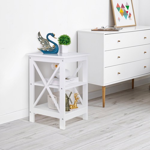 2 Packs Sofa Side End Table X Design MDF Wood Frame Indoor Display ...