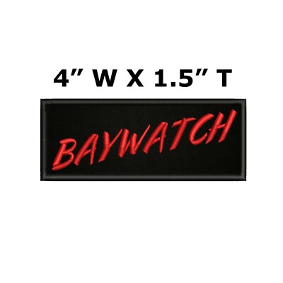 Baywatch Patch Embroidered Iron-On Applique Palm Trees Ocean Sunset ...