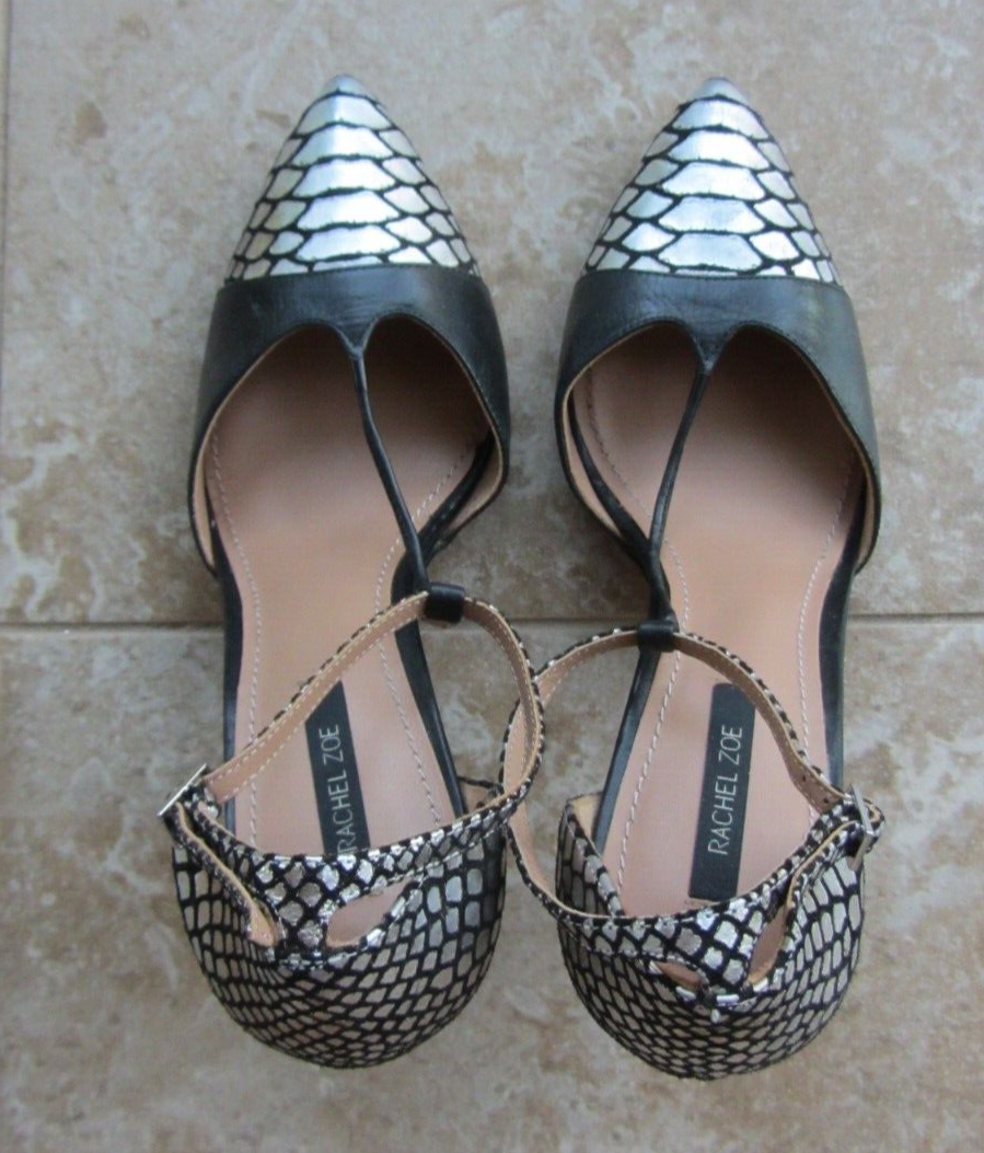 Rachel Zoe "Franco" size 8 T-Strap Snake Embossed Stiletto Pumps | eBay