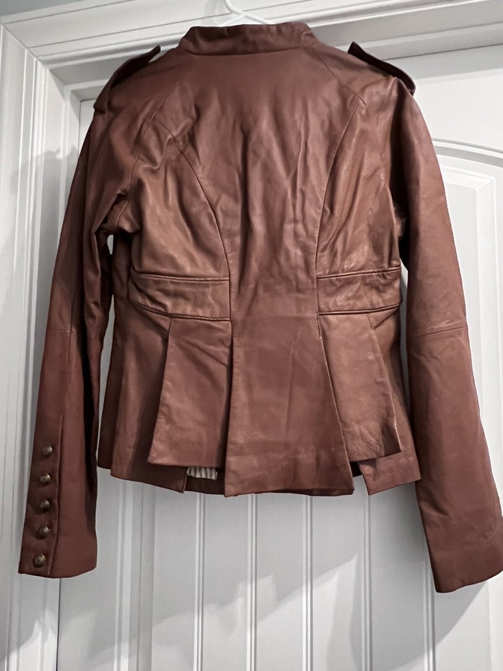 NWT Women's Vintage MetroStyle Leather Jacket Double Button Front SZ 10 ...