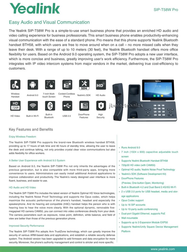 YEALINK SIP-T58W PRO GIGABIT VOIP IP SIP PHONE - 3 PHONES - 3 EXPANSION ...