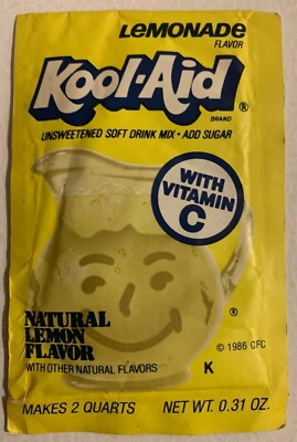 Vintage 1980s Kool-Aid Pack NOS Packet Sealed Lemonade General Foods ...