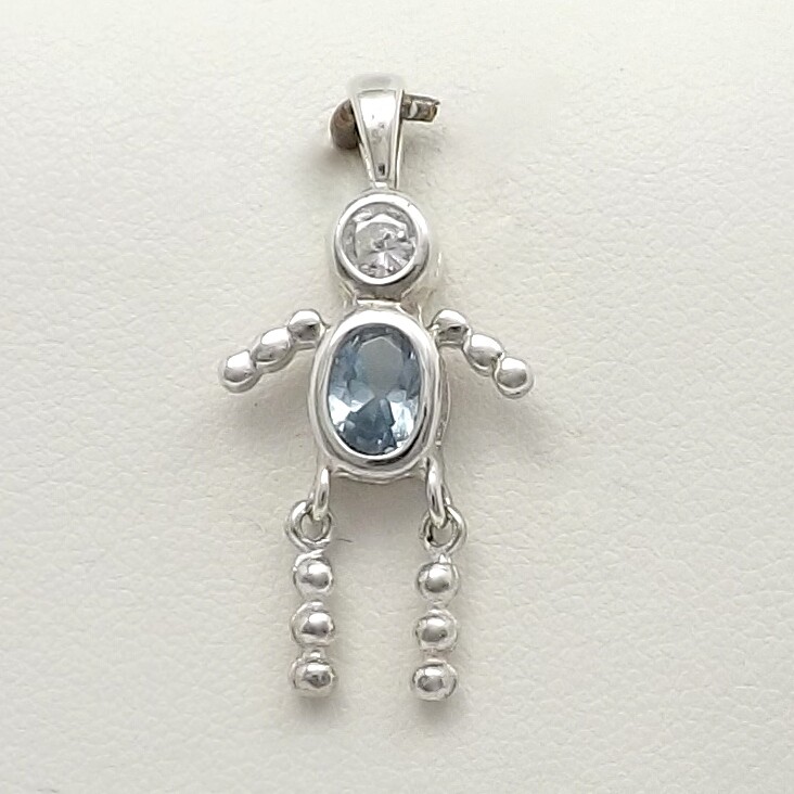NEW Sterling Silver Aquamarine CZ March Birthstone Little Boy Charm ...