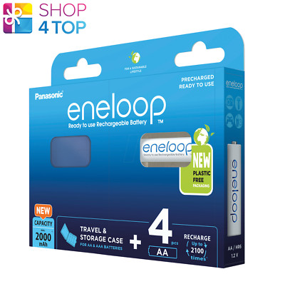 4 PANASONIC ENELOOP RECHARGEABLE AA HR6 BATTERIES STORAGE CASE 1.2V ...