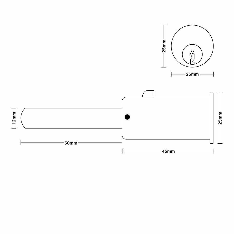 Pair of Roller Shutter Bullet Locks - Round Face Security Pin Lock (Key ...