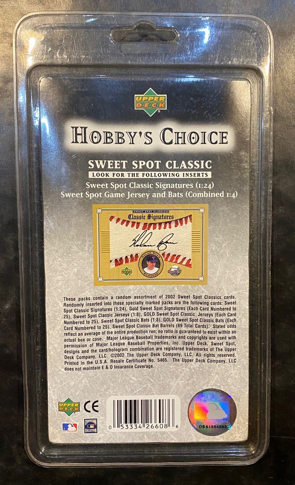 2002 MLB Sweet Spot Classics Sealed Pack in Retail Clamshell to prevent ...