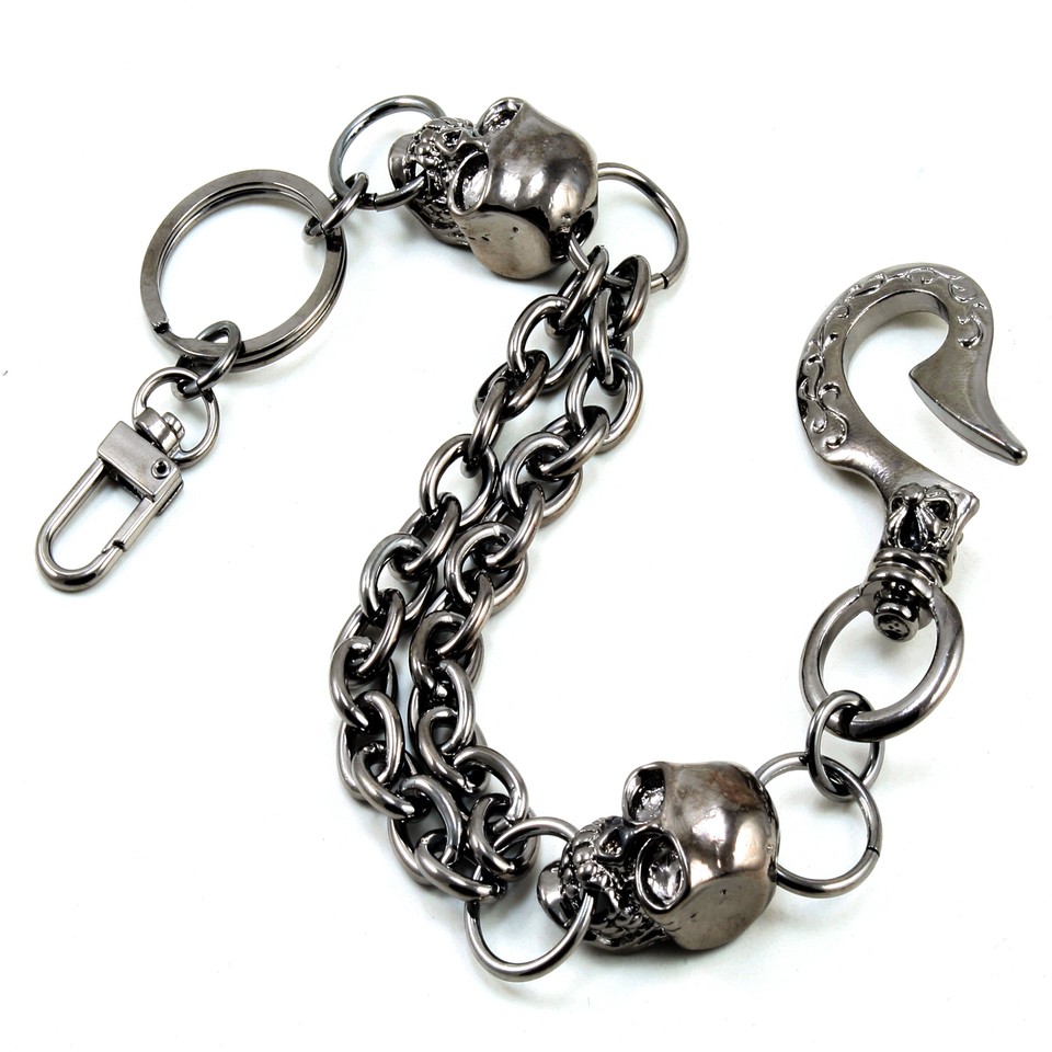 DK Skull Biker Trucker Keychain Key Jean Wallet Chain BLK,SLV CS100 ...