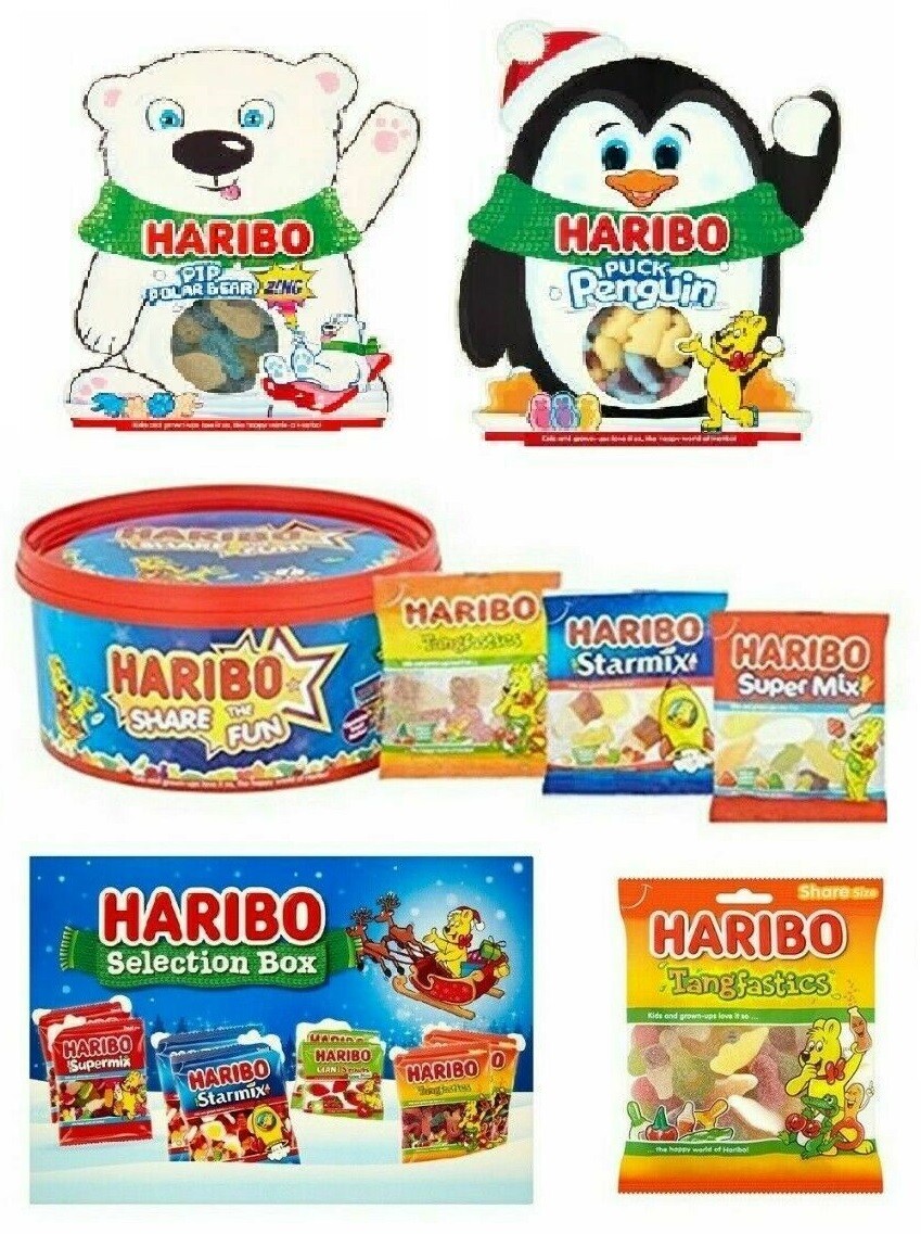 Haribo Mini Bags Sweets & Share Tub Box Christmas Candy Pack to share ...