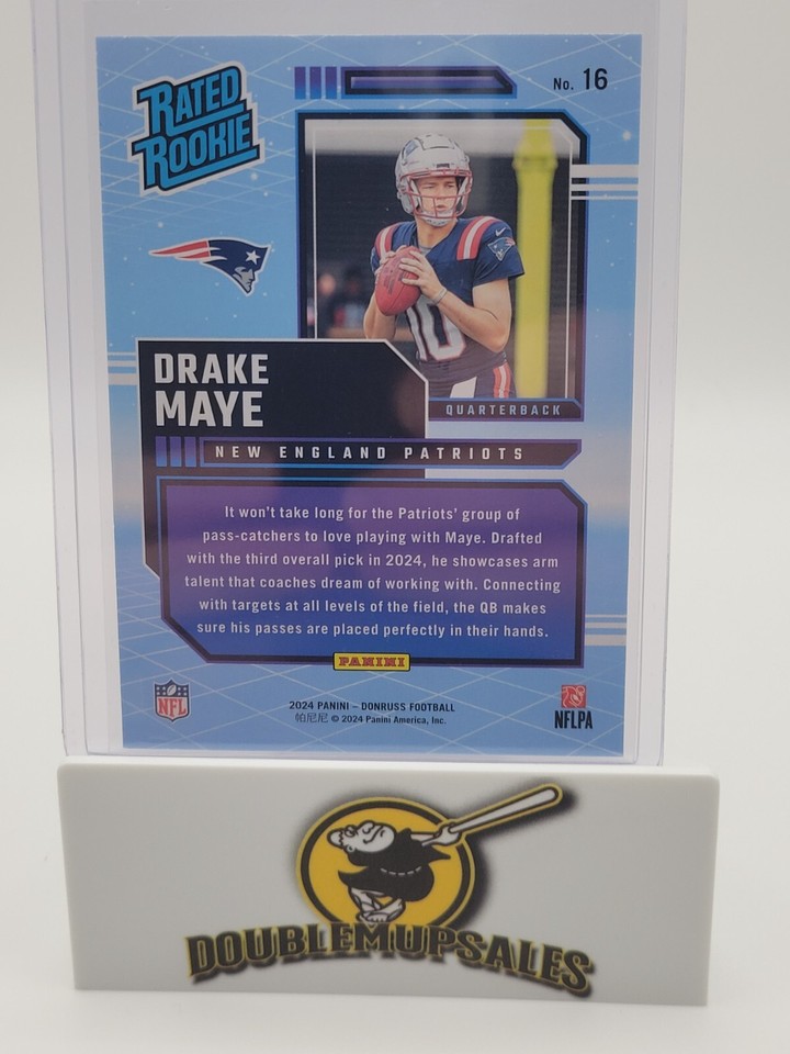 Drake Maye 2024 Panini Donruss #16 Retro Rated Rookie Blue Shock RC ...