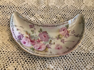 Royal Crown "Chantilly Rose" HP Crescent Bone Dish #1946 8" L | eBay