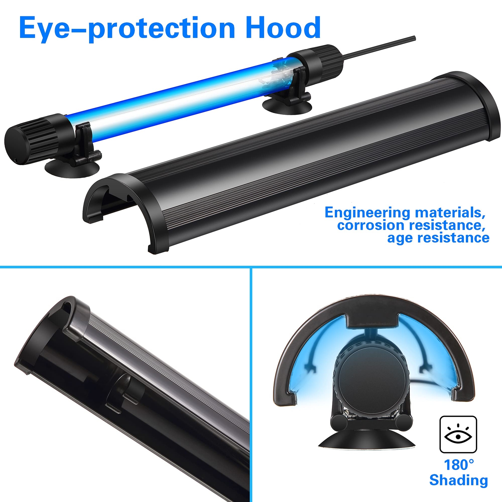 Fish Tank UV LED Light Sterilizer Submersible 11W Aquarium Germicidal ...