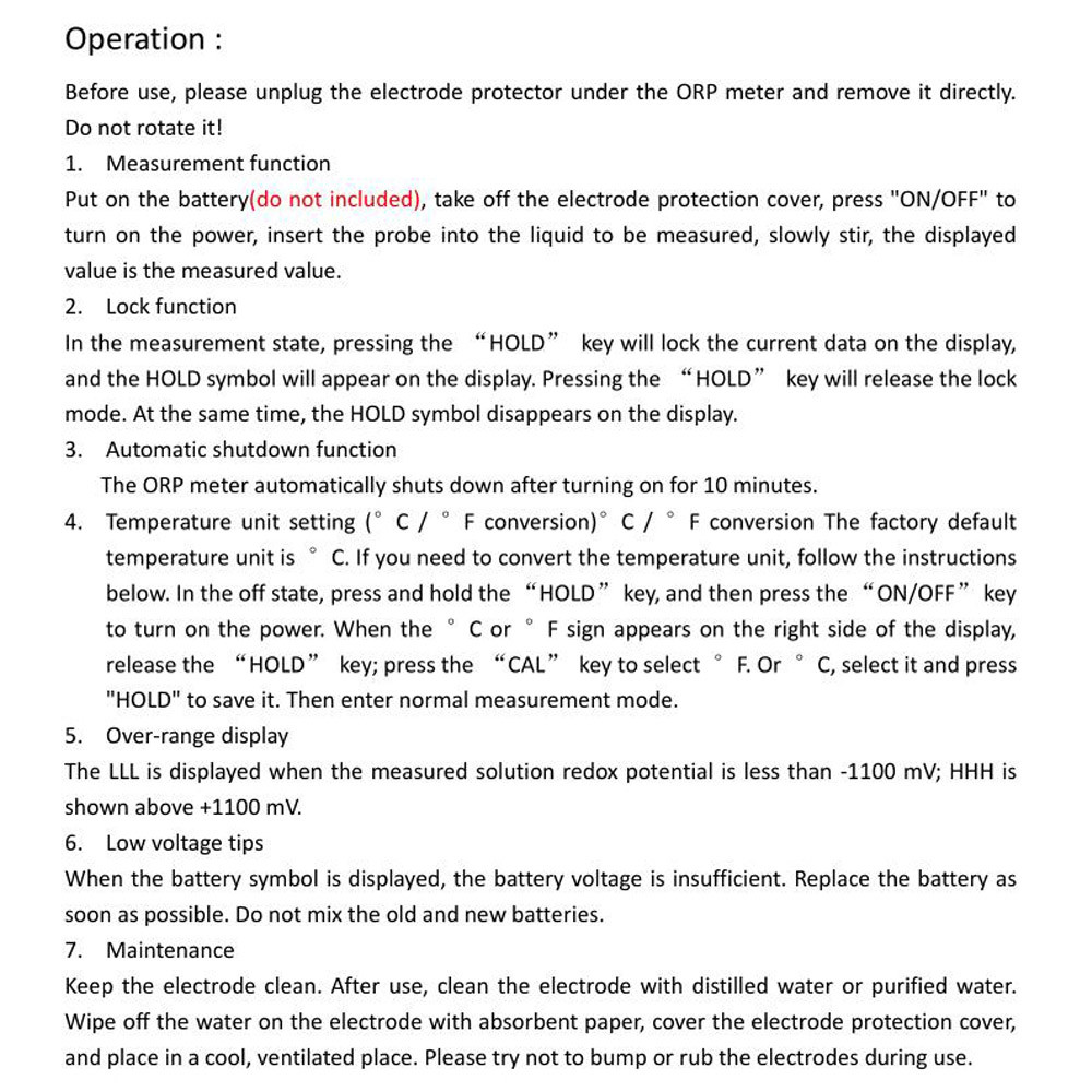 Handheld Oxidation Reduction Potential Tester Meter Pen Type ORP Meter ...