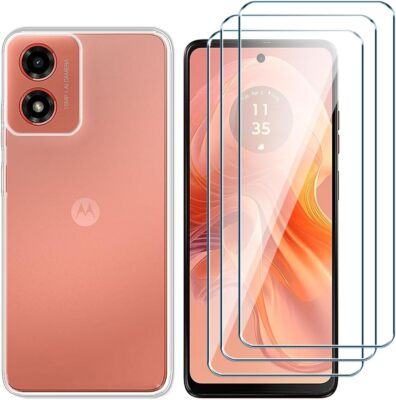 For Motorola Moto E14 Case, Slim Clear Silicone Phone Cover & Screen ...