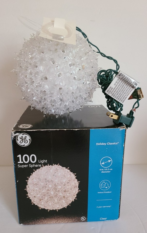 GE Holiday Classics 100 Light Super Sphere WHITE Lights Indoor Outdoor ...
