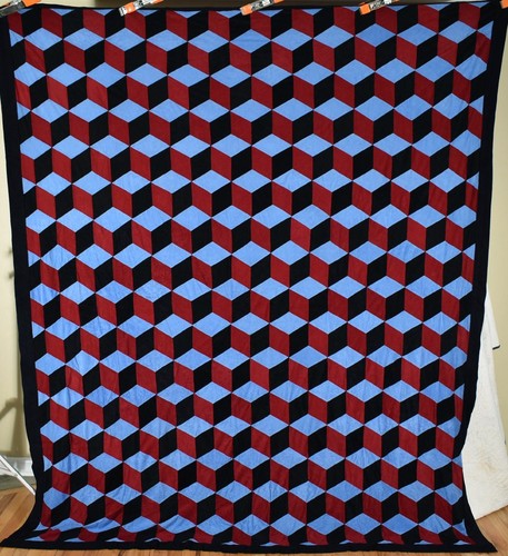 Large VIBRANT Tumbling Blocks Quilt Top ~Three Dimensional Design! | eBay