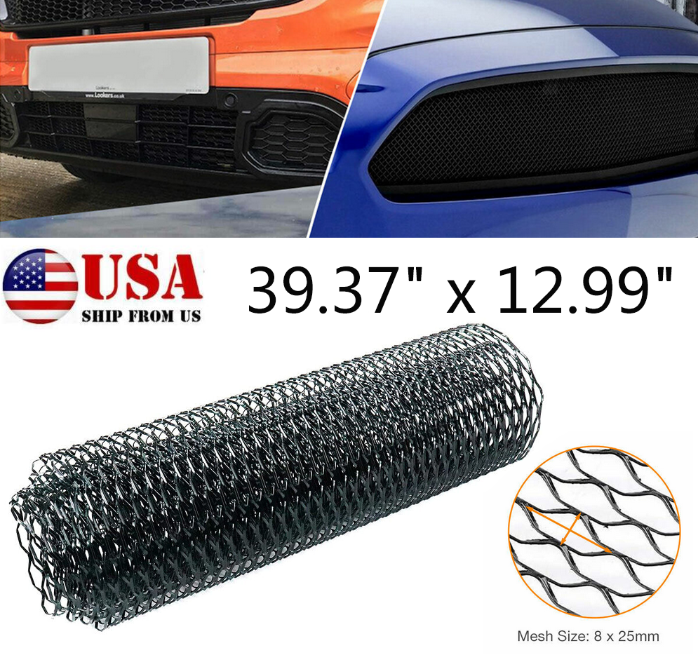 40"x13" Universal Black Car Grille Mesh Net Sheet Aluminum Auto Grill ...