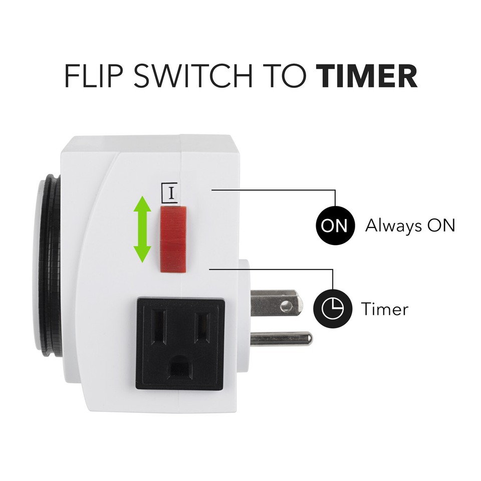 BN-LINK Heavy Duty Mechanical 24 Hour Timer Dual Outlet 3-Prong ...