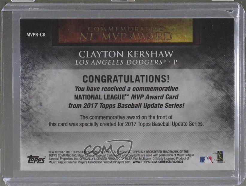 2017 Topps Update MLB MVP Award Medallions Gold /99 Clayton Kershaw # ...