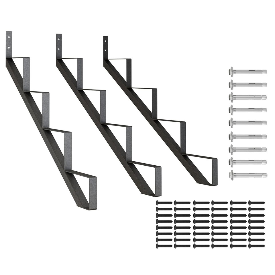 DIYHD Powder Coated Black Steel Stair Riser Stringer,3 Packs(No Wooden ...