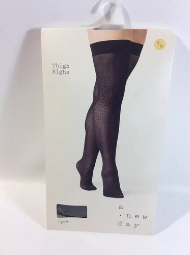 Lot Of 2 - A New Day - Thigh Highs- Chevron Pattern Ebony Black, Size S ...