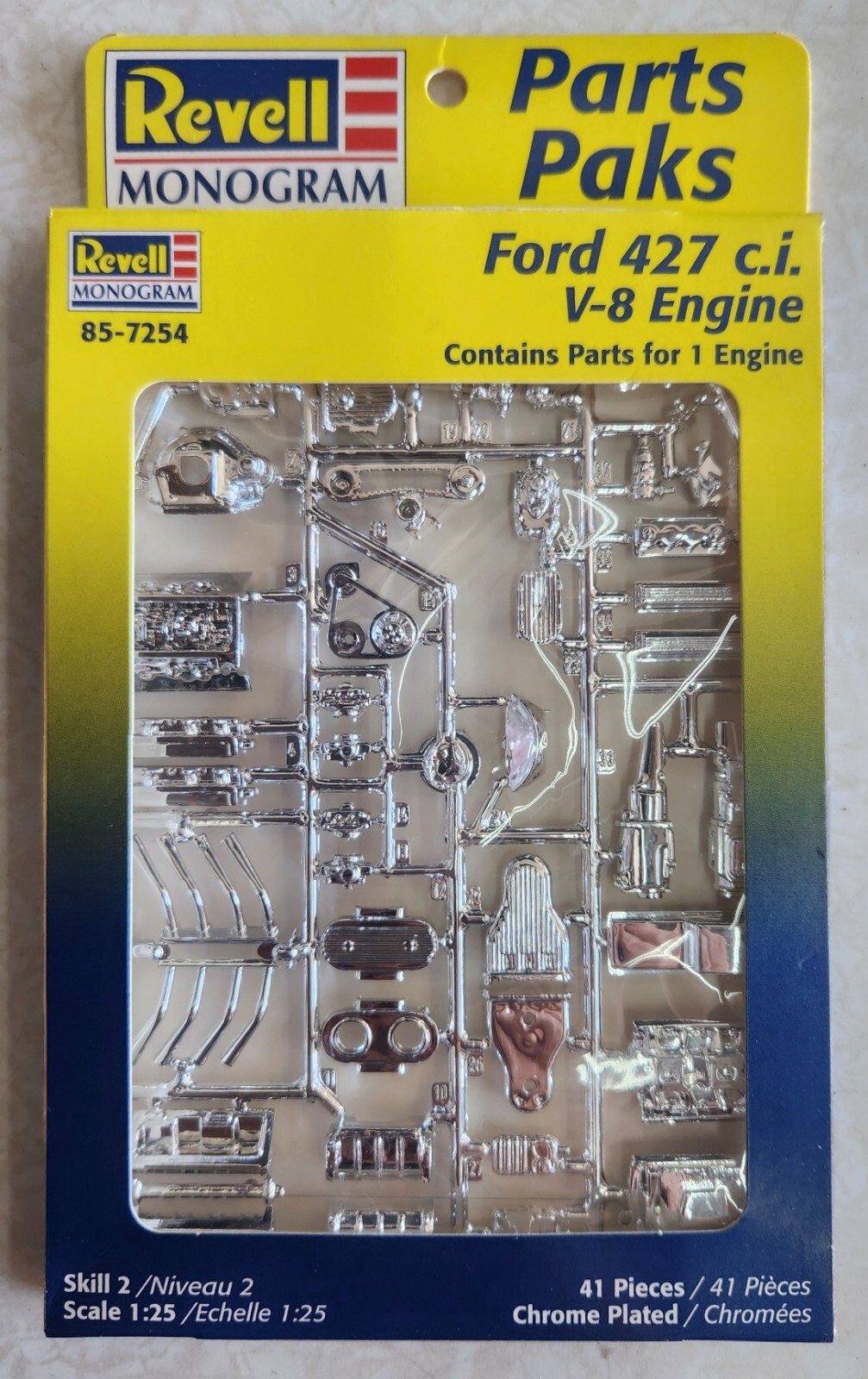 Revell Monogram 1:25 Scale 41 Piece Chrome Parts Paks Ford 427 c.i. V-8 ...