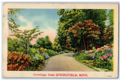 1946 Greetings From Exterior View Trees Springfield Minnesota Vintage ...