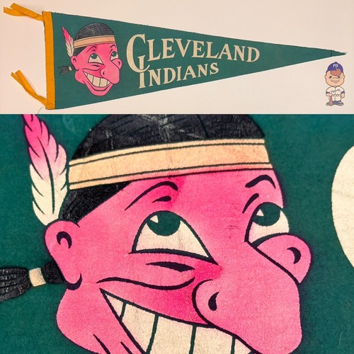 1960s Cleveland Indians Mid Size Pennant Flag Banner 9x26.5 Ohio Wahoo ...