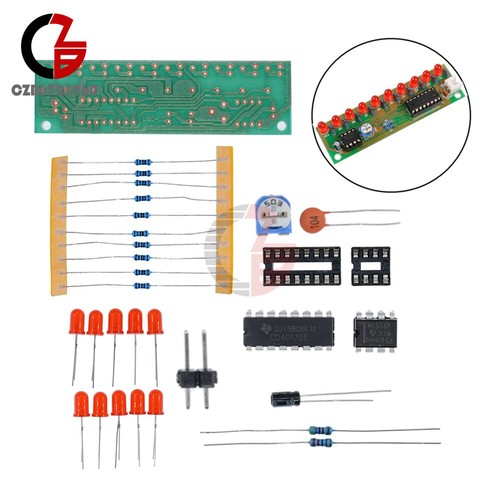 NE555+CD4017 Red LED Light Water DIY Kits Electronic Suite Lamp Module ...